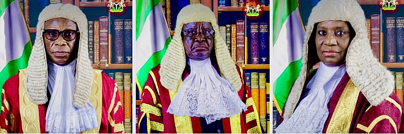 Justices Jimi Olukayode Bada, Hamma Akawu Barka, Balkisu Bello Aliyu ...