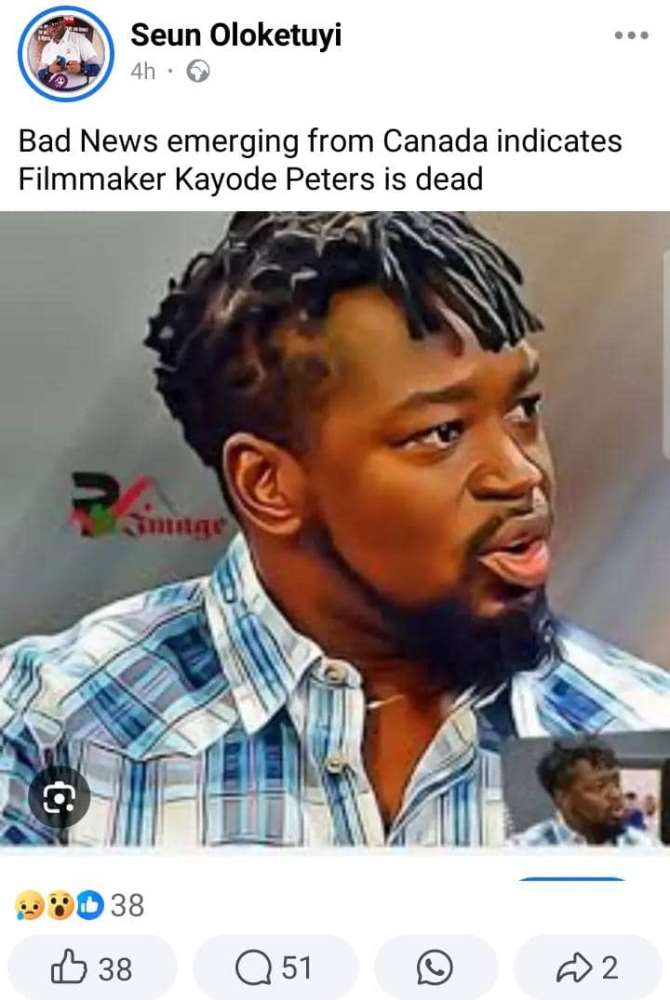 Breaking: Nigerian Filmmaker And Producer, Kayode Peters Is Dead